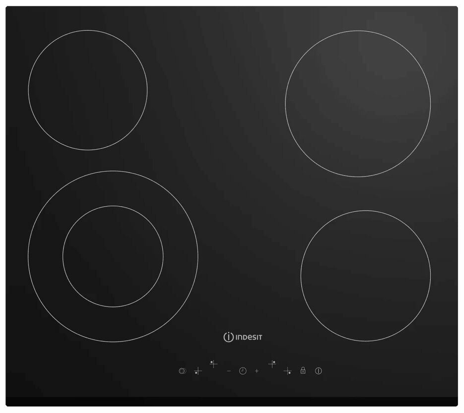 Электрическая варочная панель Indesit IRT 260 B 58 см, 4 конфорки закаленное стекло, черный