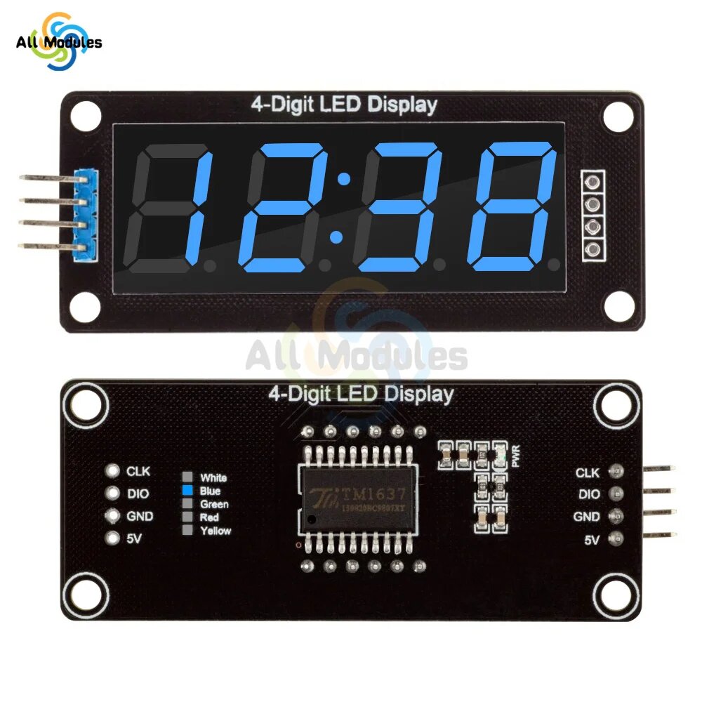 4-разрядный LED дисплей TM1637, синий