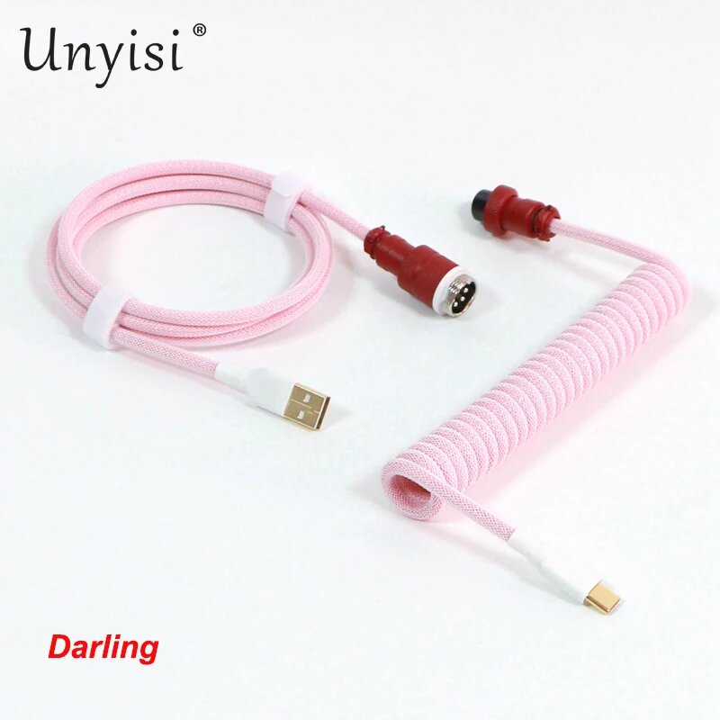 Спиральный кабель USB-Type-C Micro Mini-USB Unyisi для механической клавиатуры Micro, Darling