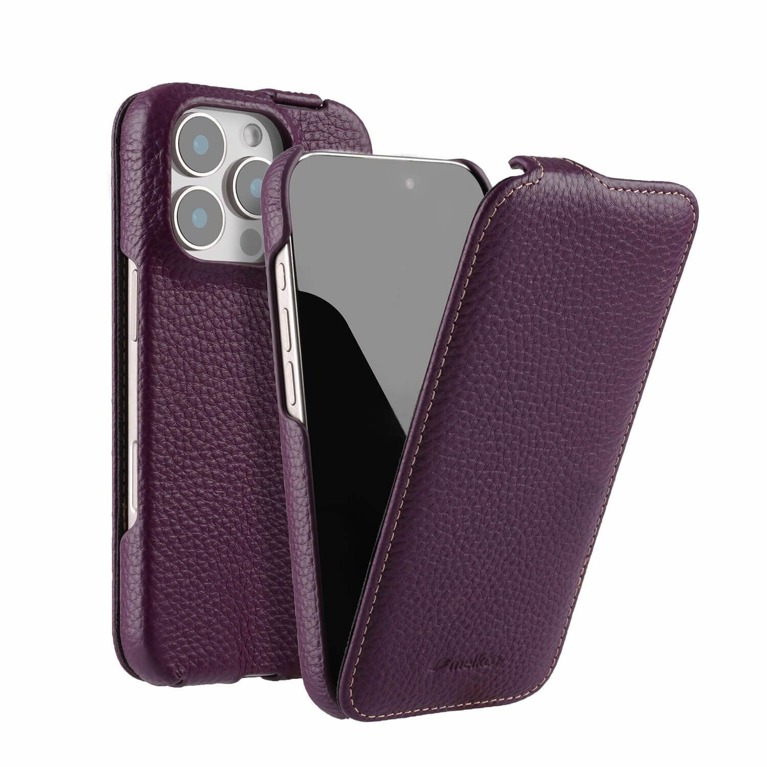 Кожаный чехол флип Melkco Jacka Type для iPhone 16 Pro Max, сиреневый