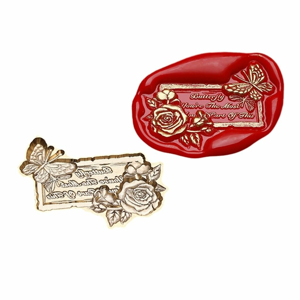 Штамп декоративный, Серия печатей для воска ко Дню святого Валентина - Бабочки и романтика