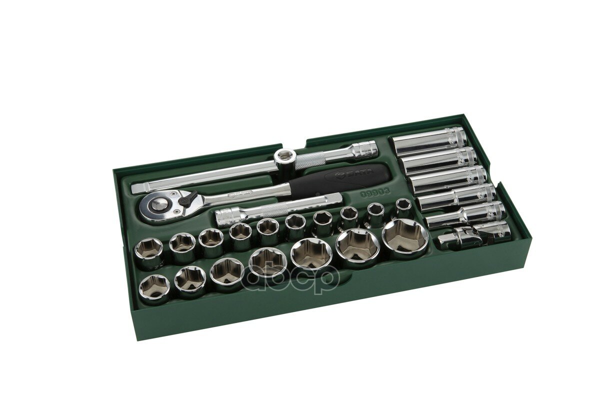 Инструм. Лоток (набор) Головки Торцевые п/в. 1/2. 27пр. (Metric) с принадлеж. SATA арт. 9903