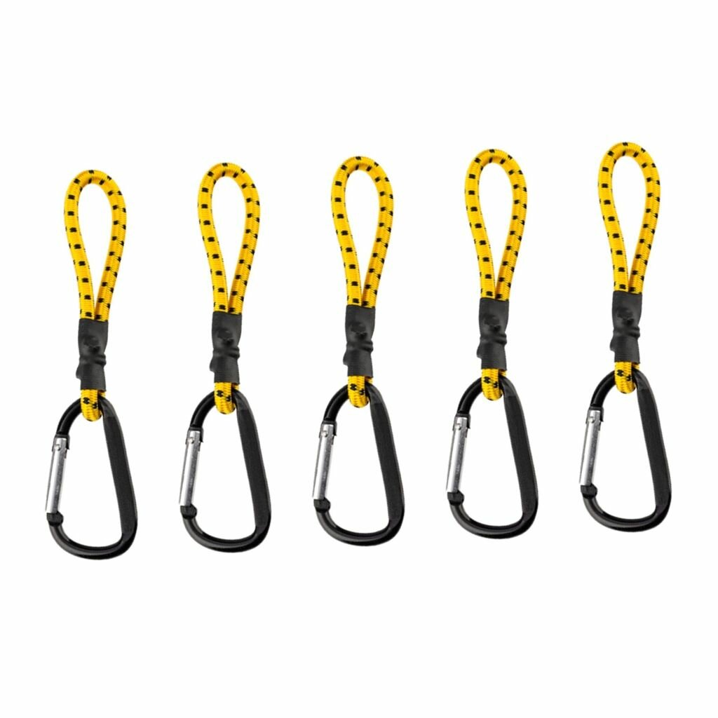 Эластичный трос для палатки с 5 карабинами-желтый и черный