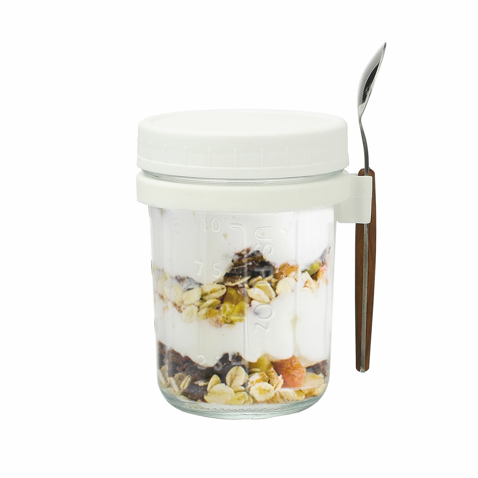 Чашка овсяных хлопьев Mason Cup на ночь, 350 мл, Белая подарочная ложка