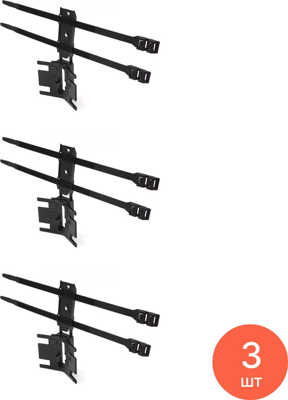 Дистанционный фиксатор Нилед BIC 15.50 для проводов СИП, пластиковый, черный, диаметр пучка 10-45мм / крепеж (комплект из 3 шт)