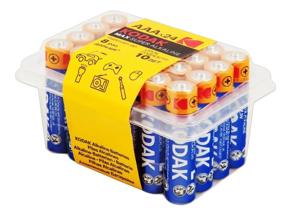 Батарейка Kodak MAX SUPER ALKALINE AAA LR03 plastic BOX24