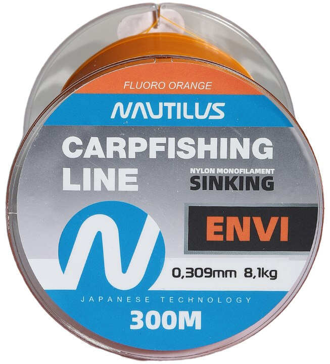 Nautilus Envi Fluoro orange леска 300м Ø0,309мм 8,1кг для ловли щуки и форели