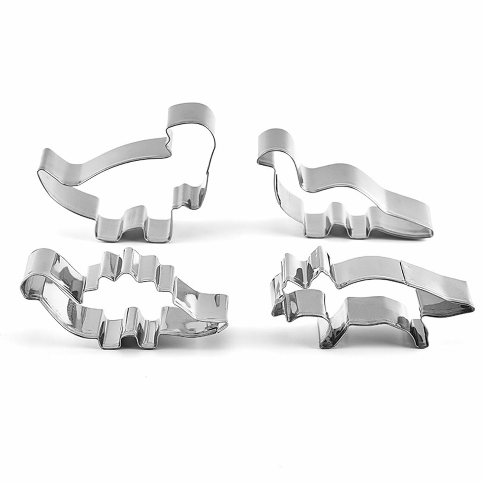 Режущий животного выпекания легкий выпуск. Форма динозавров из нержавеющей стали DIY Cutter Cutter Fold Для торта печенья печенье 4 шт.