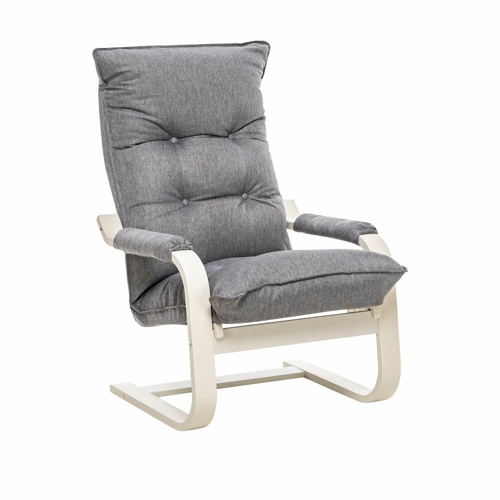 Кресло трансформер для отдыха Оливер, Кресло качалка с пружинящим эффектом, Слоновая кость, ткань рогожка Malmo 90