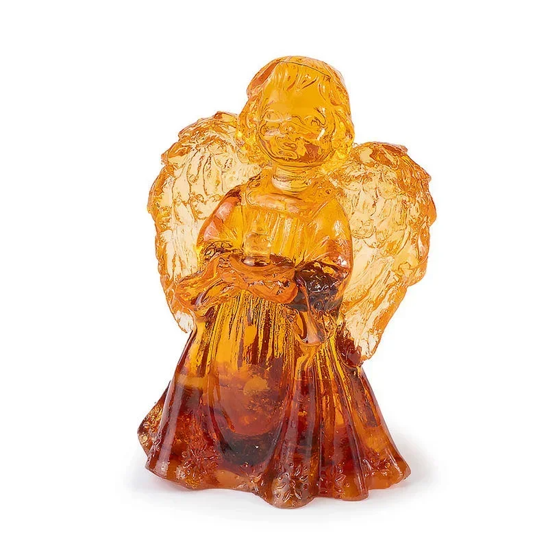 Маленькая фигурка с натуральным янтарем "Ангел со свечой"