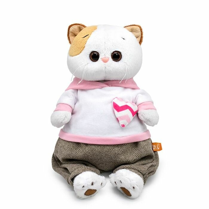 Мягкая игрушка Basik&Сo Кошка Ли-Ли в худи с сердечком и штанах, 24 см (LK24-140)