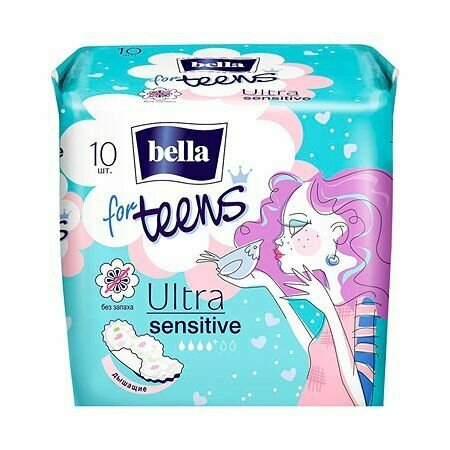 Прокладки женские BELLA For teens sensitive, супертонкие, 10 шт