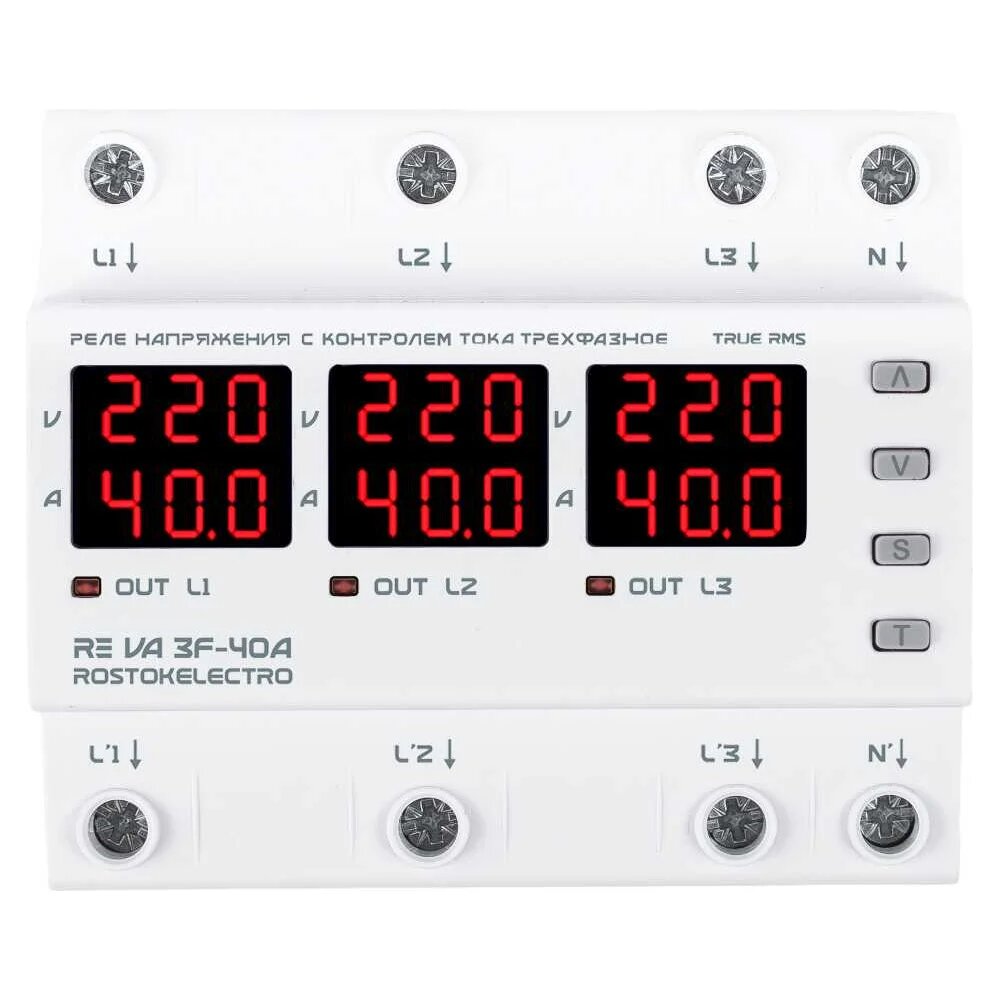 Реле напряжения ROSTOKELECTRO RE VA3F-40A 46-329, для контроля защиты промышленного бытового однофазного