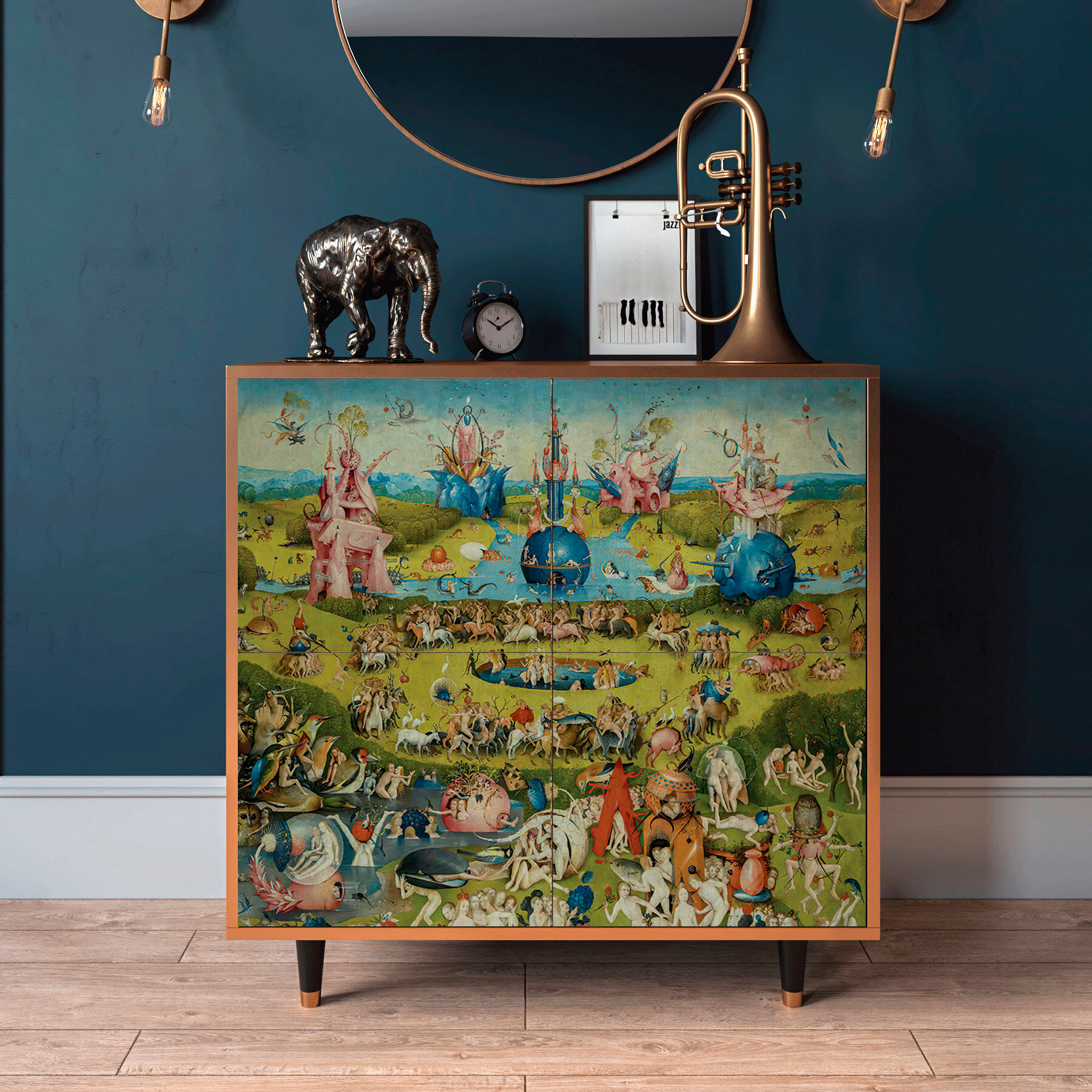 Комод - STORYZ - BS3 The Garden by Hieronymus Bosch, Размер - 94 x 96 x 48 см, Цвет корпуса - Орех
