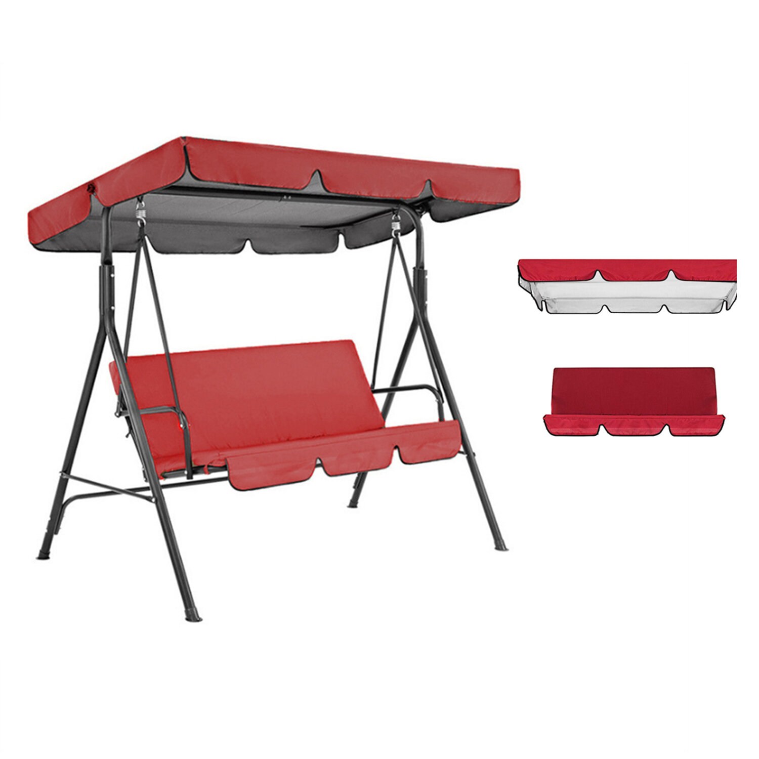 Замена Навеса Для Садовых Качелей: Комплект Из Прочной Оксфордской Ткани Устойчивый К Солнцу И Дождю - Полный Комплект Для Трехместных Качелей С Чехлом Для Заднего Двора Патио