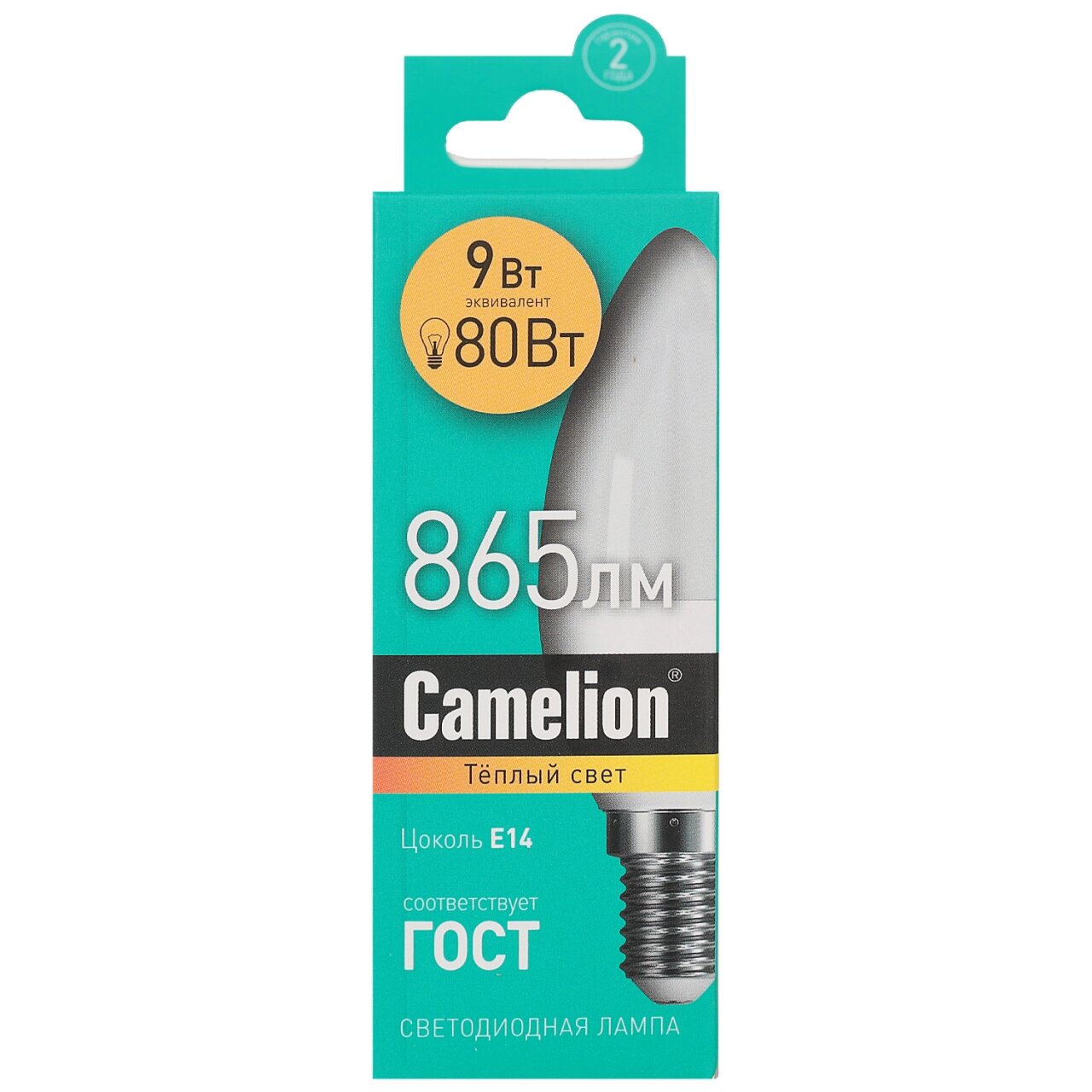 Camelion лампа светодиодная 9 Вт E14 свеча 3000K C35 для домашнего освещения