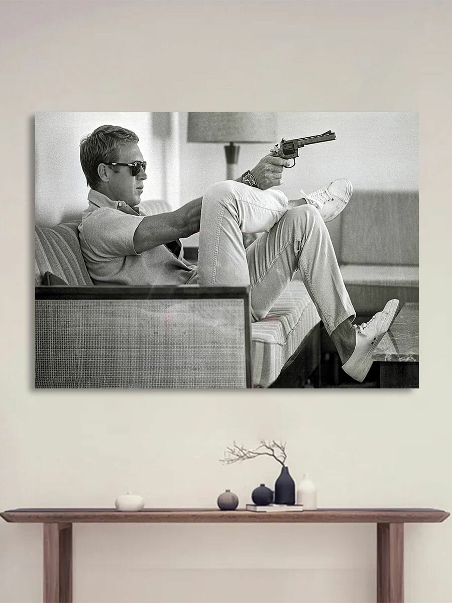 Картина / стив маккуин , чёрно-белая картина на холсте, 30х40 см.