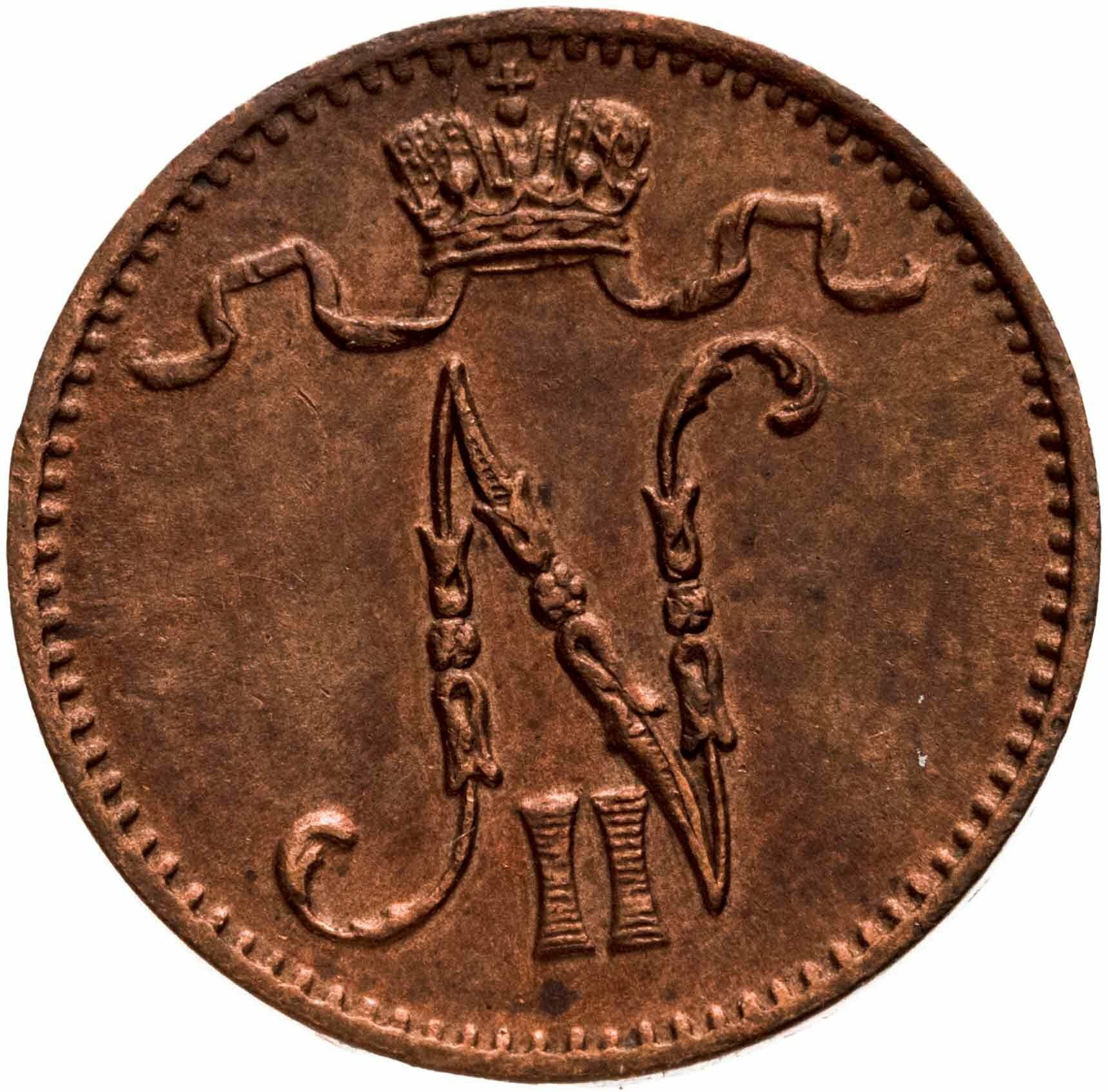 Финляндия 1 пенни 1894-1917, Медь, в сохранности XF-AU