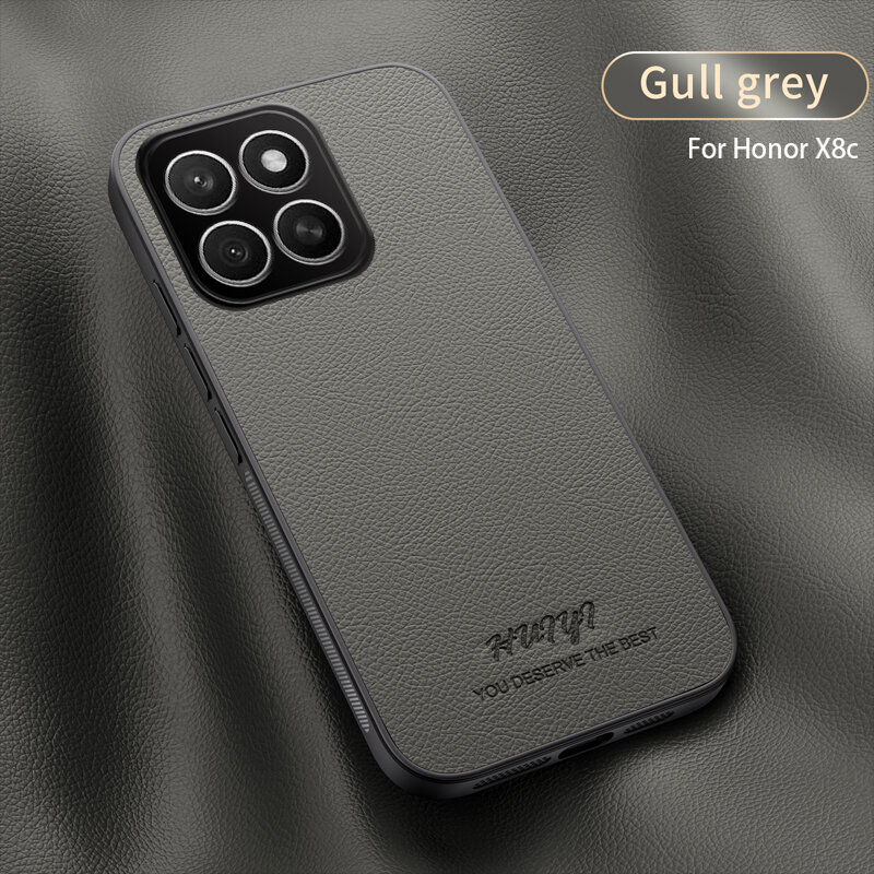 Чехол для Honor X8c / Хонор X8c Высококачественная кожа антиударный чехол, кожа поверхность, искусственная кожа, защита камеры, ударопрочный, Honor, Honor X8c, Хонор X8c, OблoЖкa, серый