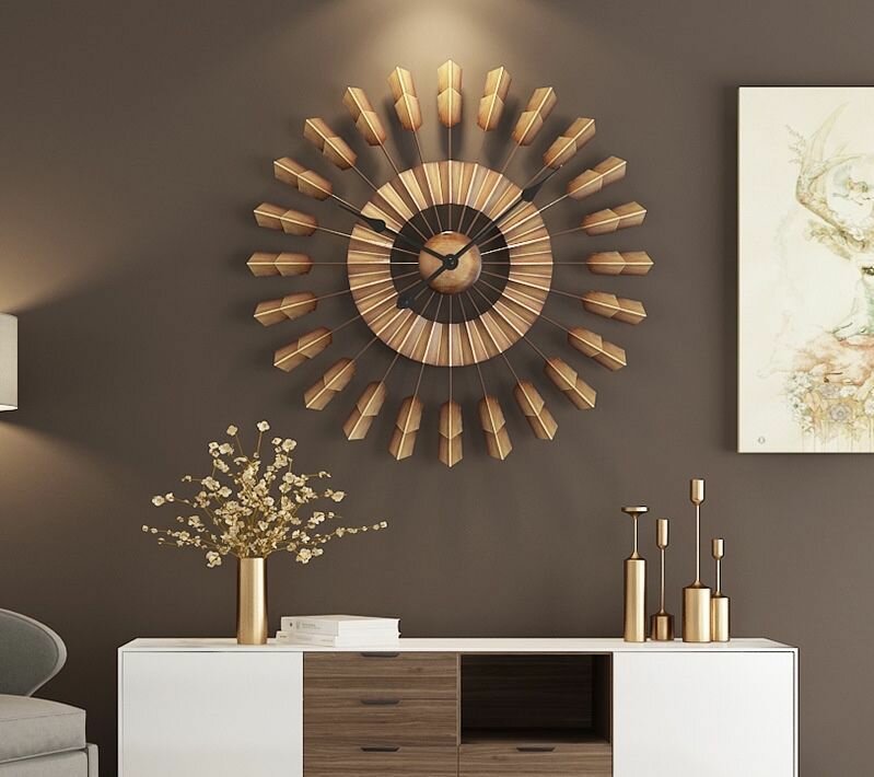 Бронзовые настенные часы длиной 60 см, металлические часы