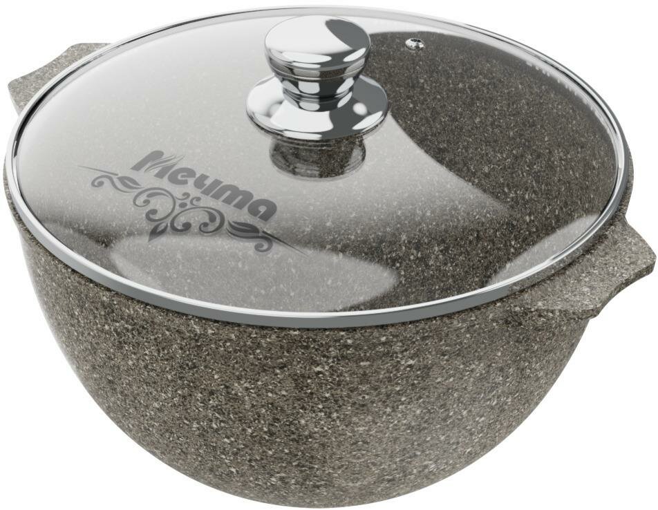 Казан мечта 54902 объем 4 л, алюминий, с антипригарным покрытием, коричневый, серебристый/серый