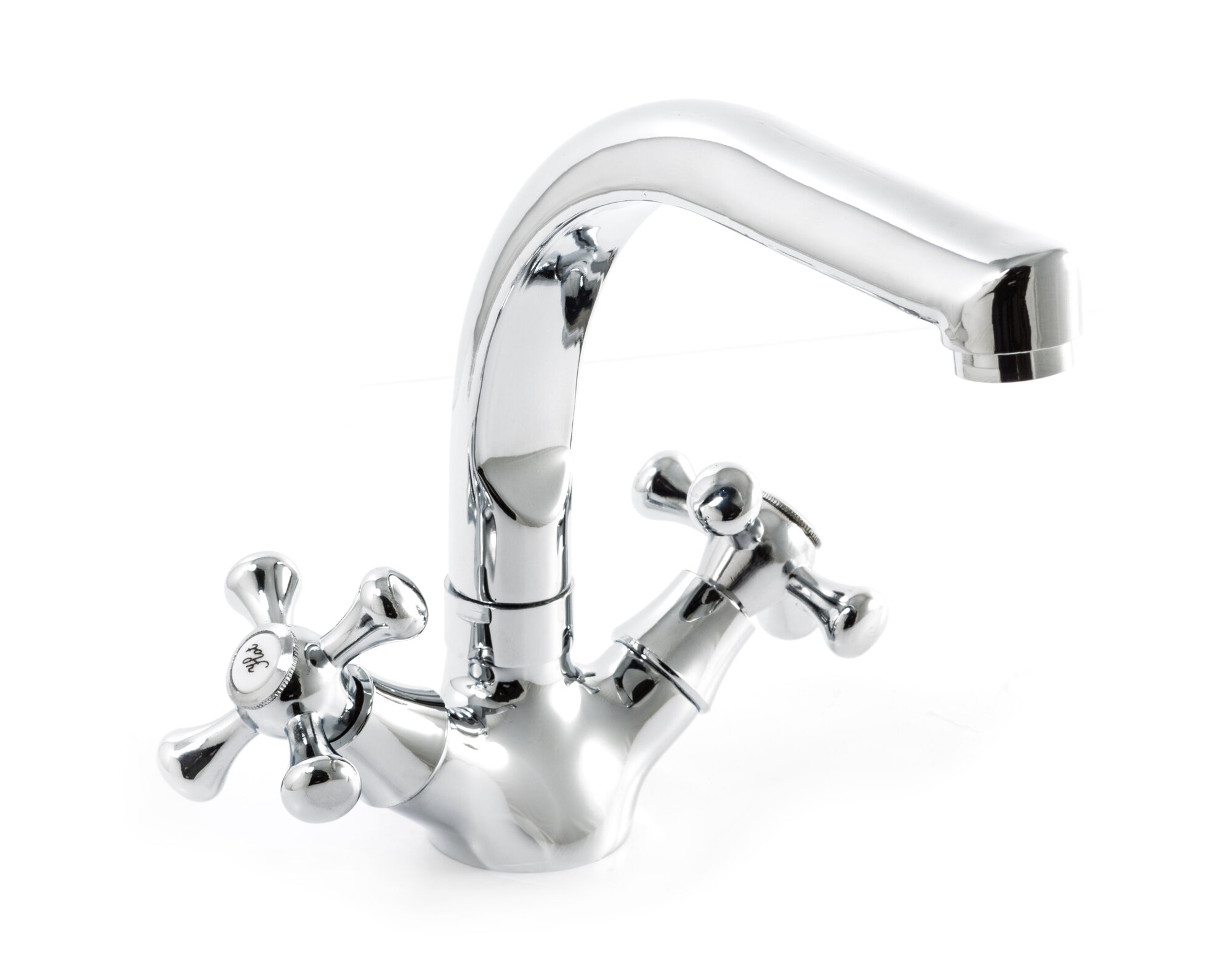 Смеситель Кухня SANTREK AQUA-430 "CLASSIC" LUX 1/2 м/к Крест SL594 высокий излив