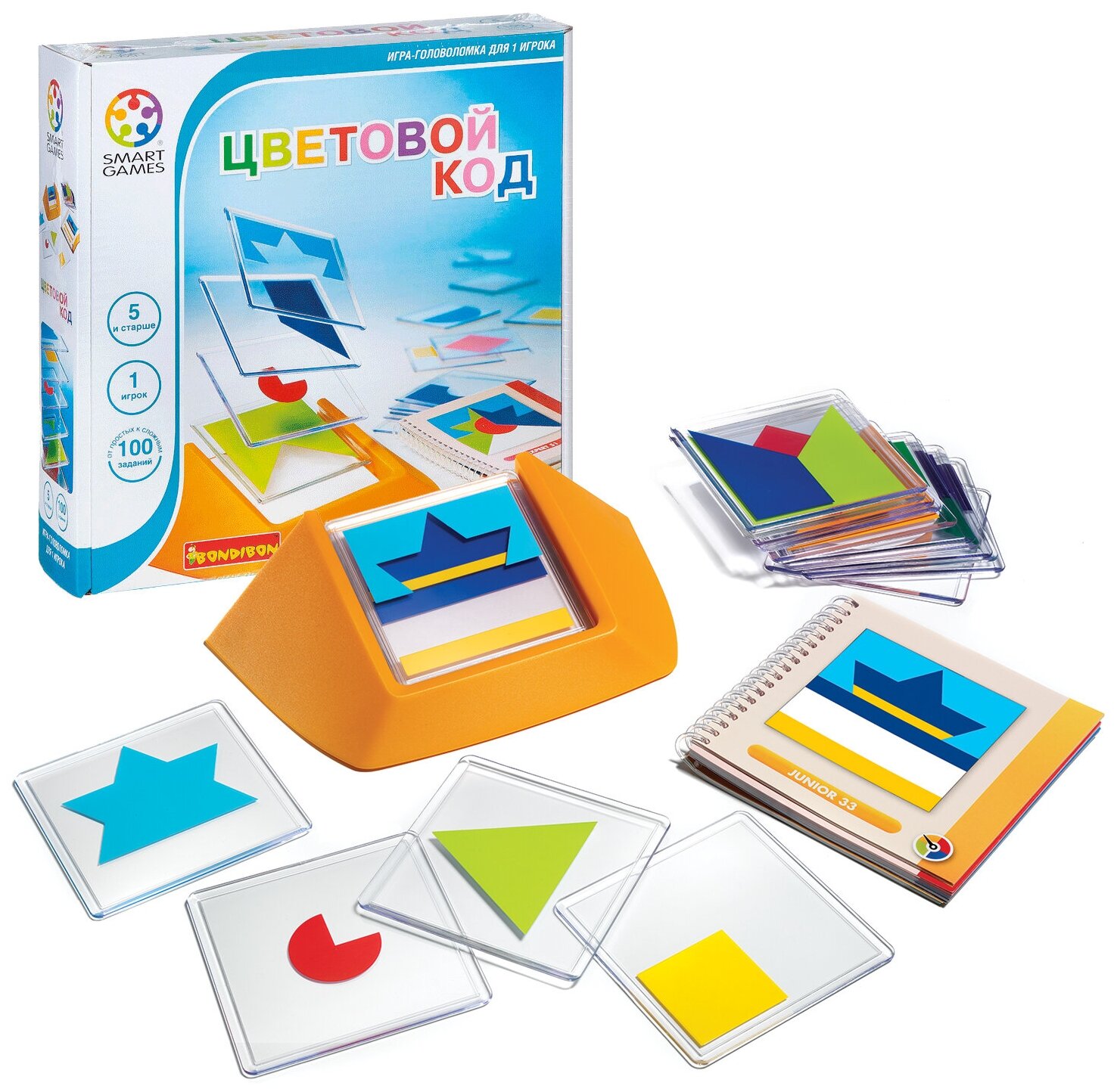 Настольная игра головоломка цветовой КОД Bondibon Smart Games развивающая игрушка повтори по образцу на логику и пространственное мышление