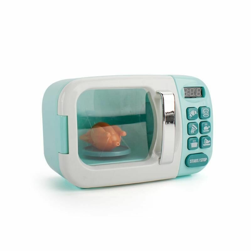 Микроволновка детская игрушечная бытовая техника микроволновая печь с аксессуарами, с подсветкой, блюдо вращается, 20х8.5х13 см