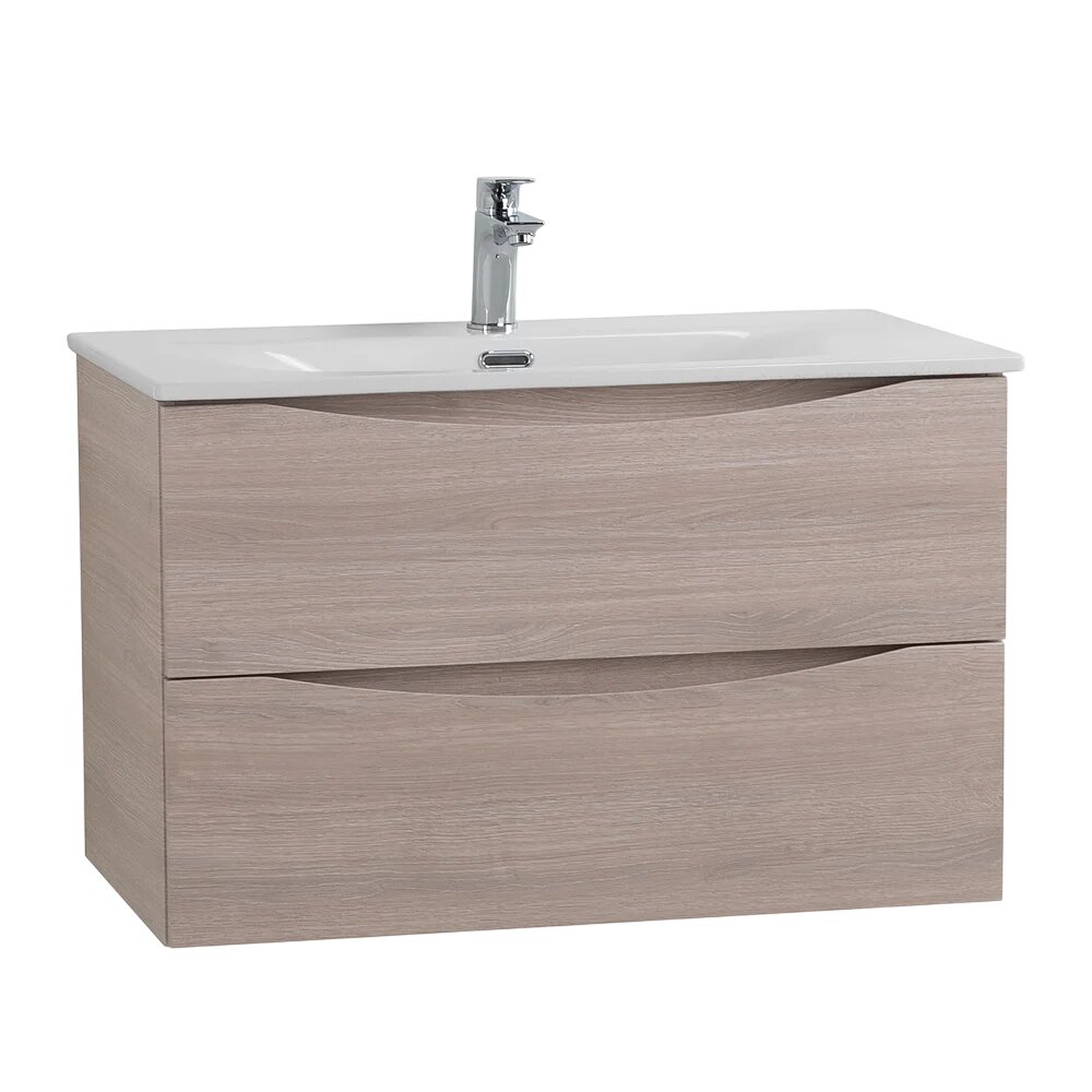 Тумба под раковину без столешницы BelBagno Marino-cer-n 80 подвесная, светлое дерево, матовая, из МДФ, тумба для ванной, с ящиками, с доводчиками