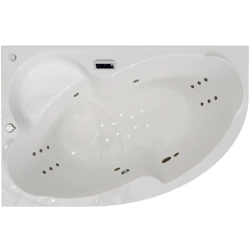 Акриловая ванна Radomir Ирма Люкс 149x96, с каркасом, с экраном, угловая, левая, пристенная, белая, глянцевая, асимметричная, с сиденьем, с гидромассажем, антискользящее покрытие