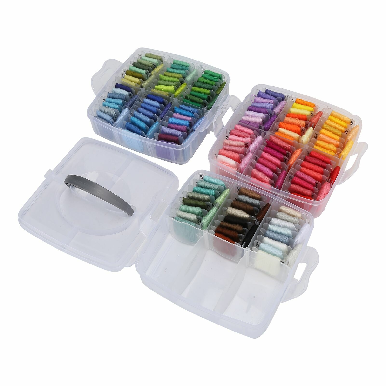 Нить для вышивания 150 цветов, пластиковая доска, 3-слойная коробка, удобная упаковка