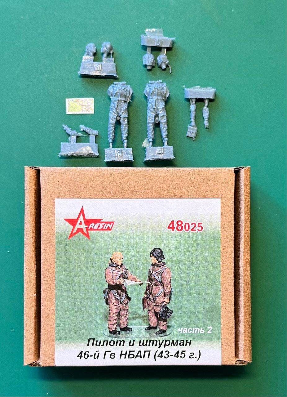 Фигурки: Пилот и штурман 46-й Гв. Набп (43 - 45г) часть 2, масштаб 1/48 (смола, литье)