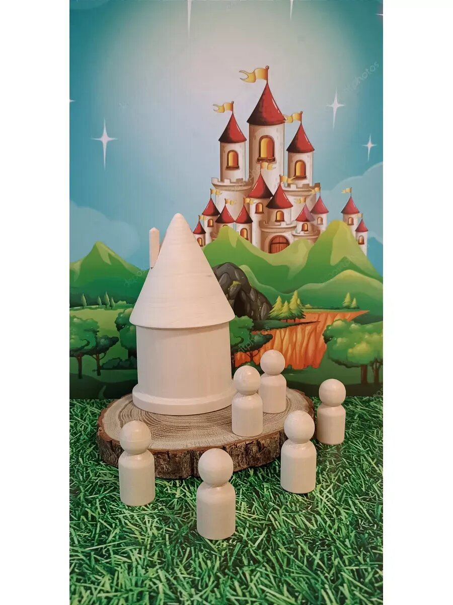 Деревянная игрушка Домик- шкатулка с деревянными человечками