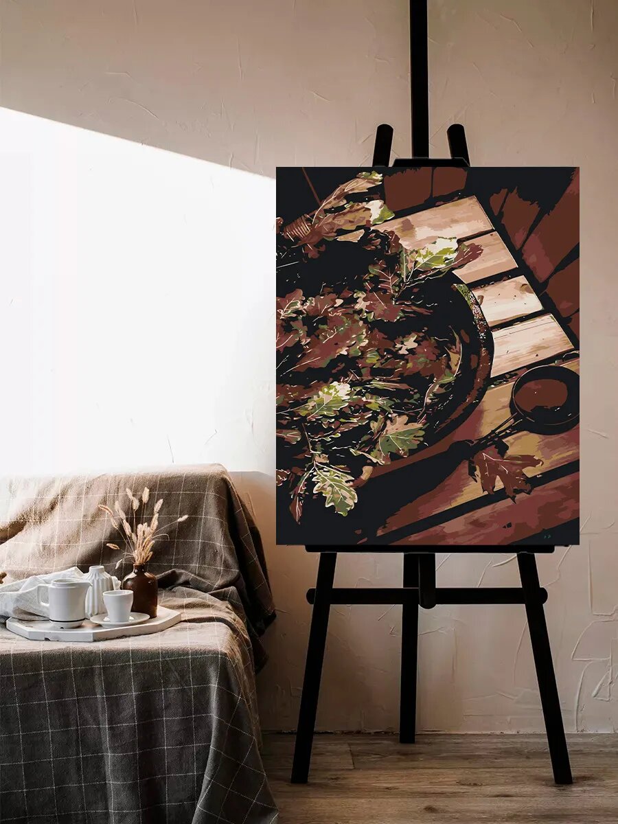 Картина по номерам Баня Сауна Ковш Тазик Веник Лавочка