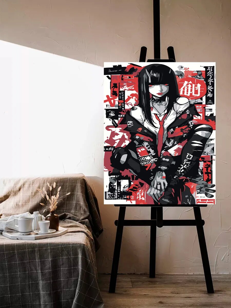 Картина по номерам Японская Девушка Аниме Роспись