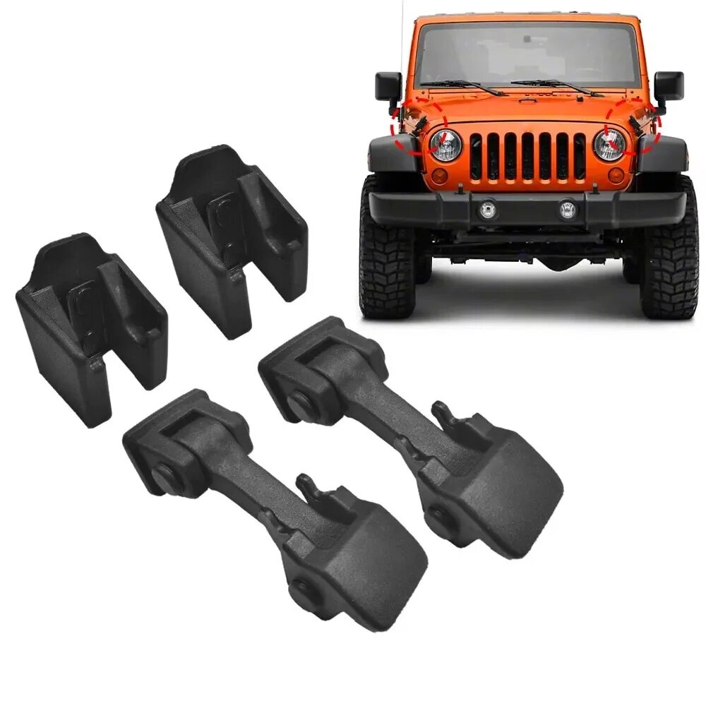 2 шт, защелки кронштейна, черный замок двигателя, защелка капота для Jeep Wrangler JK 2007-2018, аксессуары для улавливания капота автомобиля X 55395653 AF