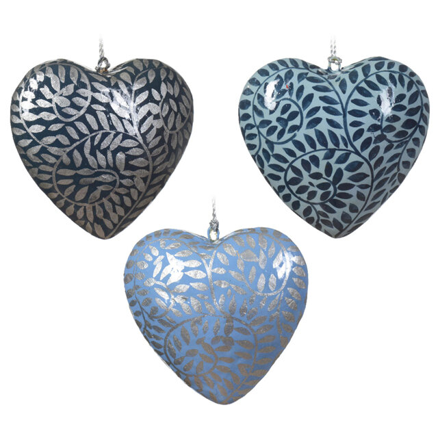 Набор елочных игрушек Сердечки: Premier Brossar 7 см, 3 шт, подвеска, Kaemingk, 523539-набор