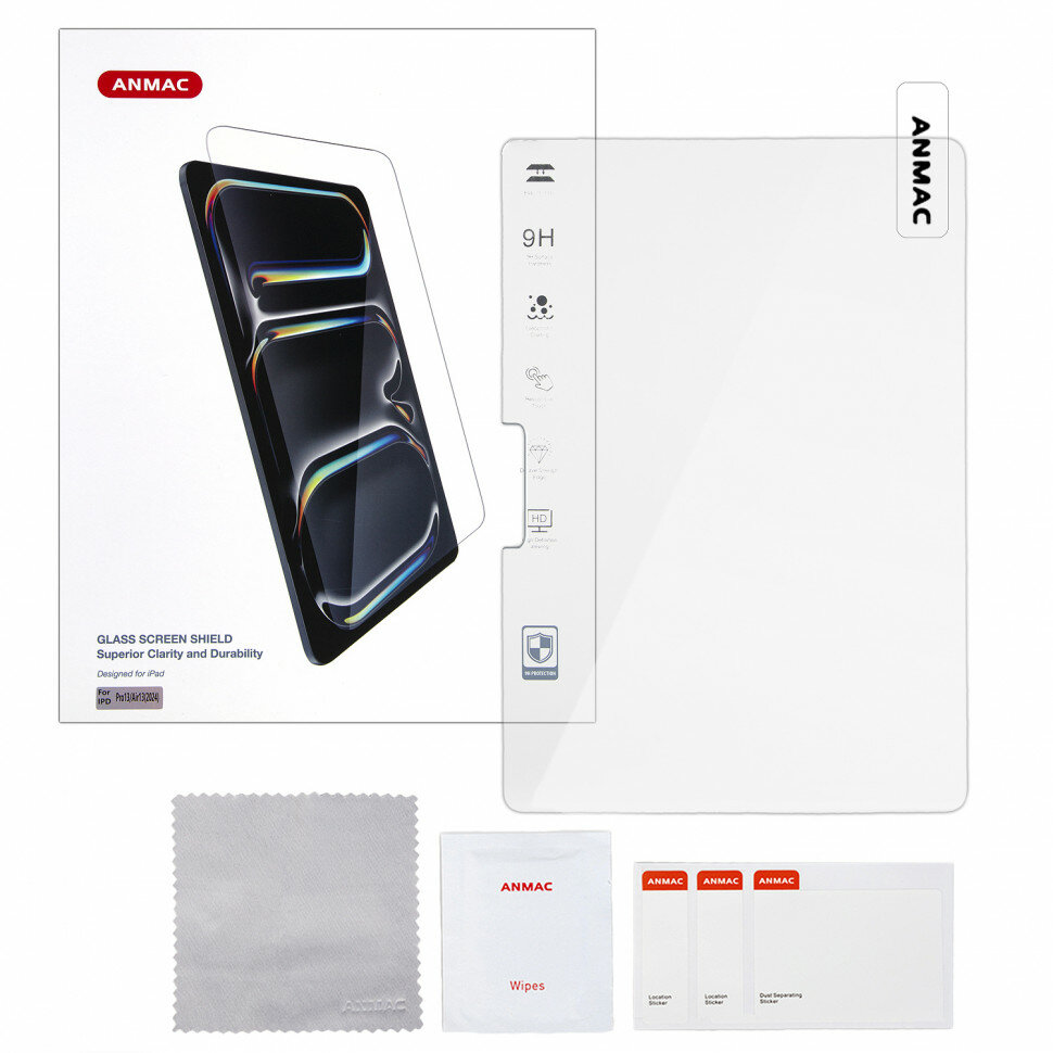 Защитное стекло ANMAC для iPad Pro 13 / Air 13 2024, 2.5D, 0.3 мм
