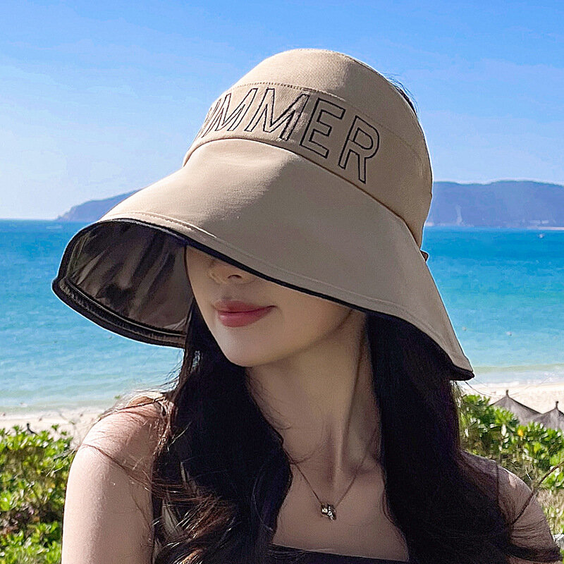 Женская летняя солнцезащитная шляпа, защита от ультрафиолета, ветрозащита, солнцезащитная шляпа с большими полями, пляжный пустой цилиндр, весенне-осенняя рыбацкая шляпа
