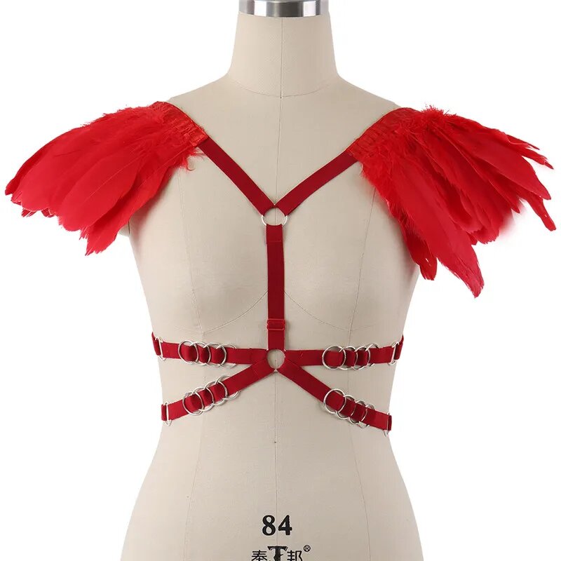 Красные подвязки, пояс для тела, бондаж, чулки, пояс для подтяжек, эластичный регулируемый ремень, нижнее белье, готическая фетиш-танцевальная одежда
