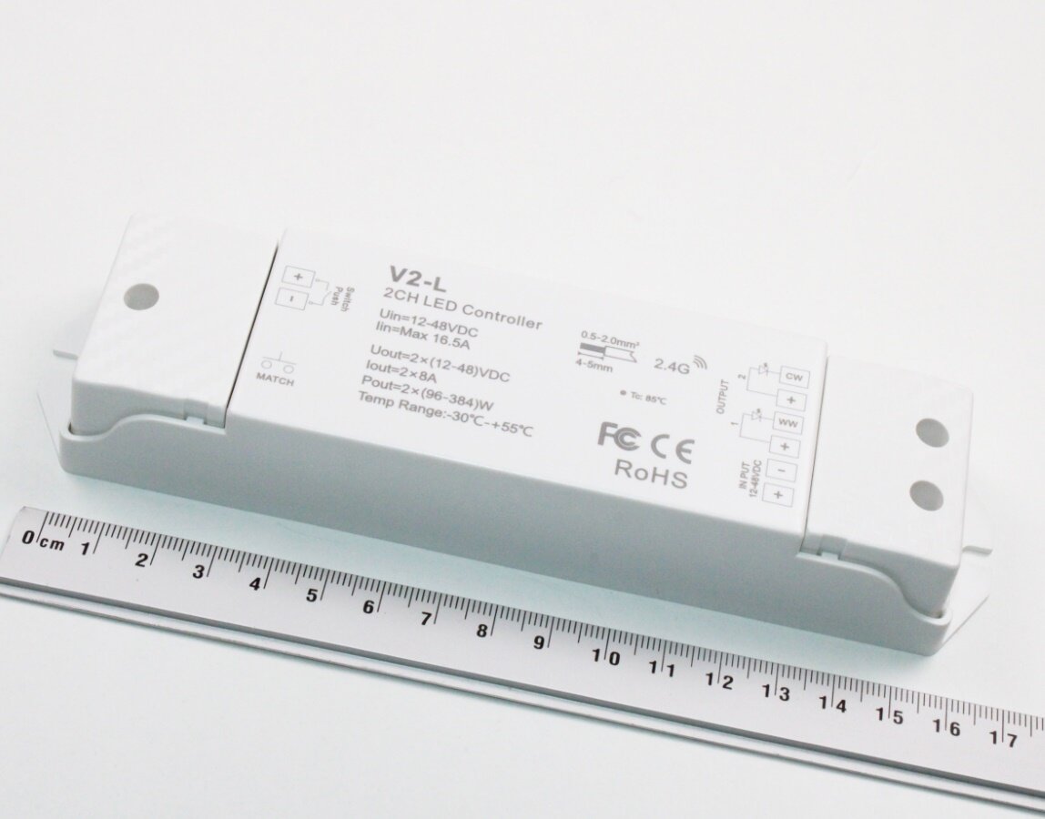 Контроллер 2ch V2-L IC31 CCT/DIM MIX (12-36V, 2х8A, 192/384/576W), Работает со всем оборудованием серии ICLED PRO
