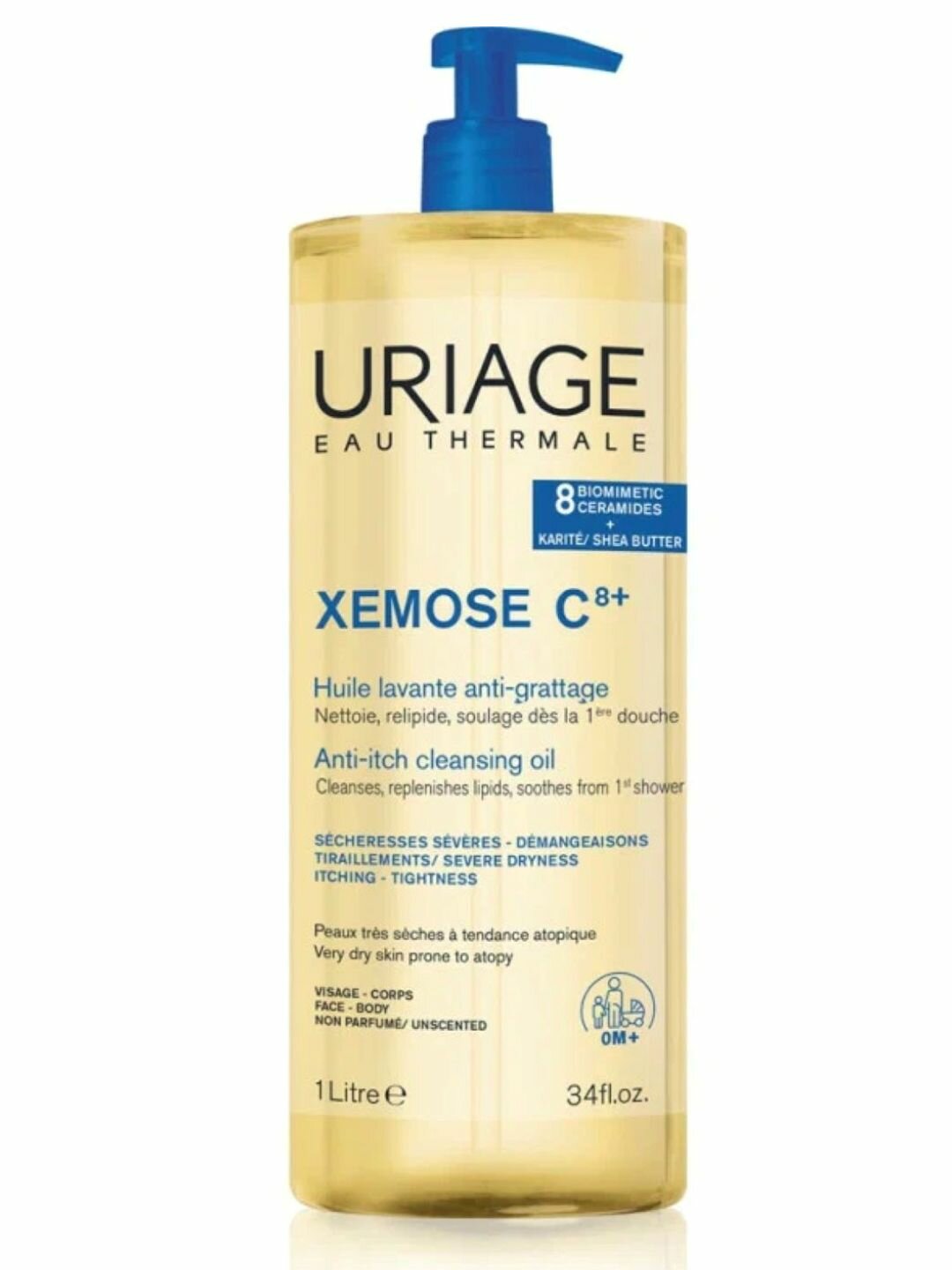 Урьяж ксемоз С8+ Очищающее успокаивающее масло с церамидами, 1000 мл | URIAGE Xemose С8+ Cleansing Oil