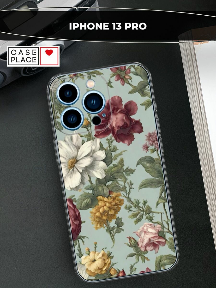 Чехол на Apple iPhone 13 Pro / Айфон 13 Про с принтом Акварельные красные цветы
