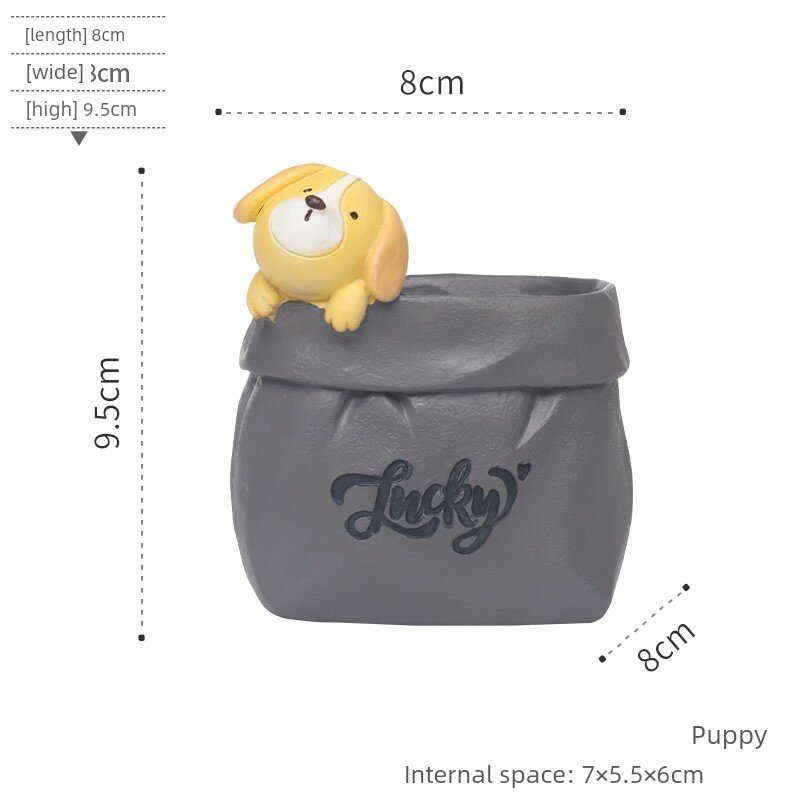 Ретро горшок в виде бумажного мешка с рисунком собаки - компактный столик для растений, экологичный