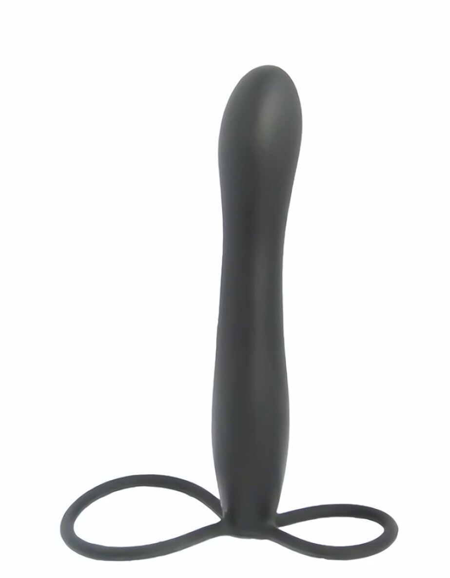 Насадка-страпон для двойной стимуляции "Mojo BlackJack", черный, силикон, длина 15 см, диаметр 2.5 см