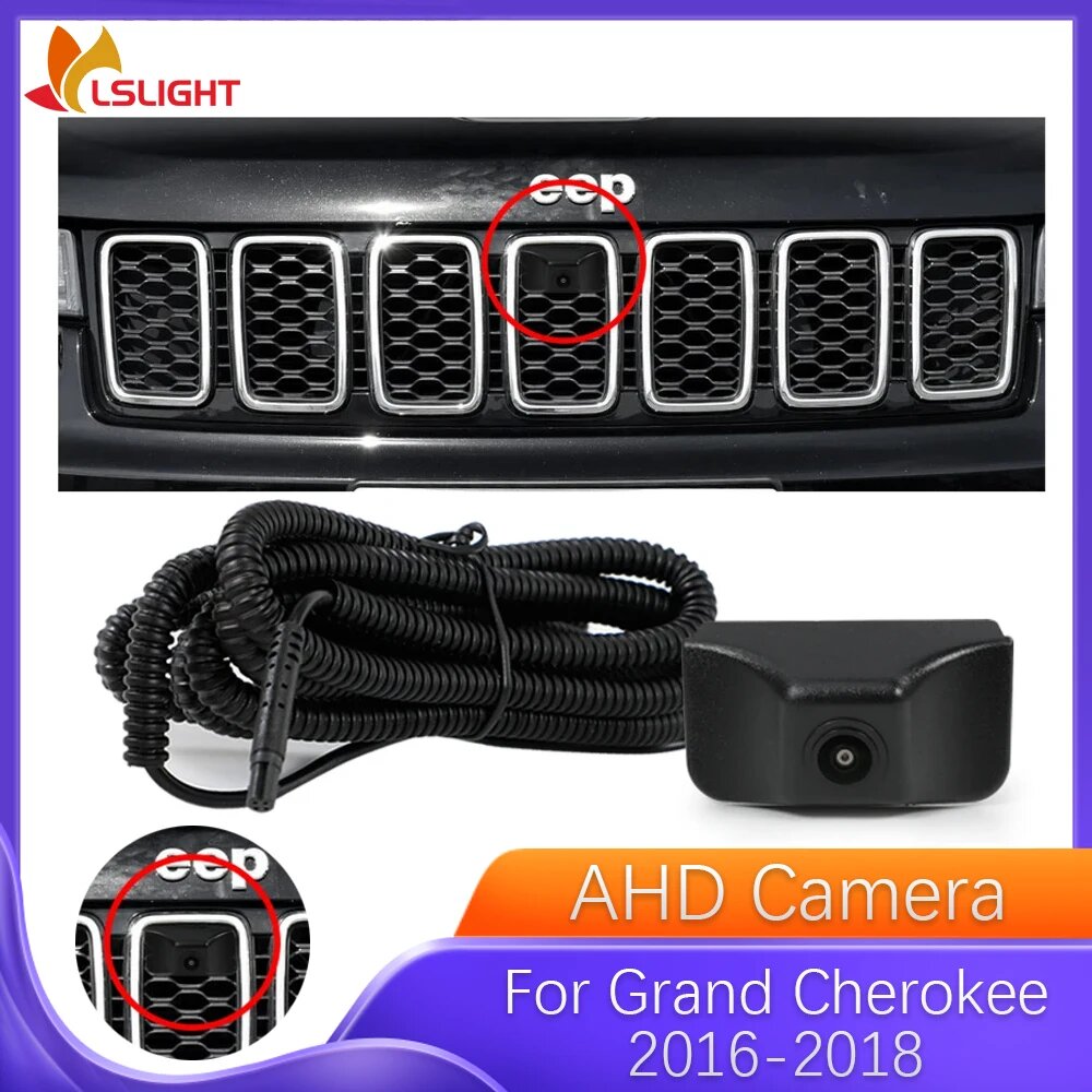 Автомобильная камера переднего вида для Jeep Grand Cherokee 2016 2017 2018 AHD OEM HD ночного видения «рыбий глаз» 150 ° Система хромированного монитора парковки