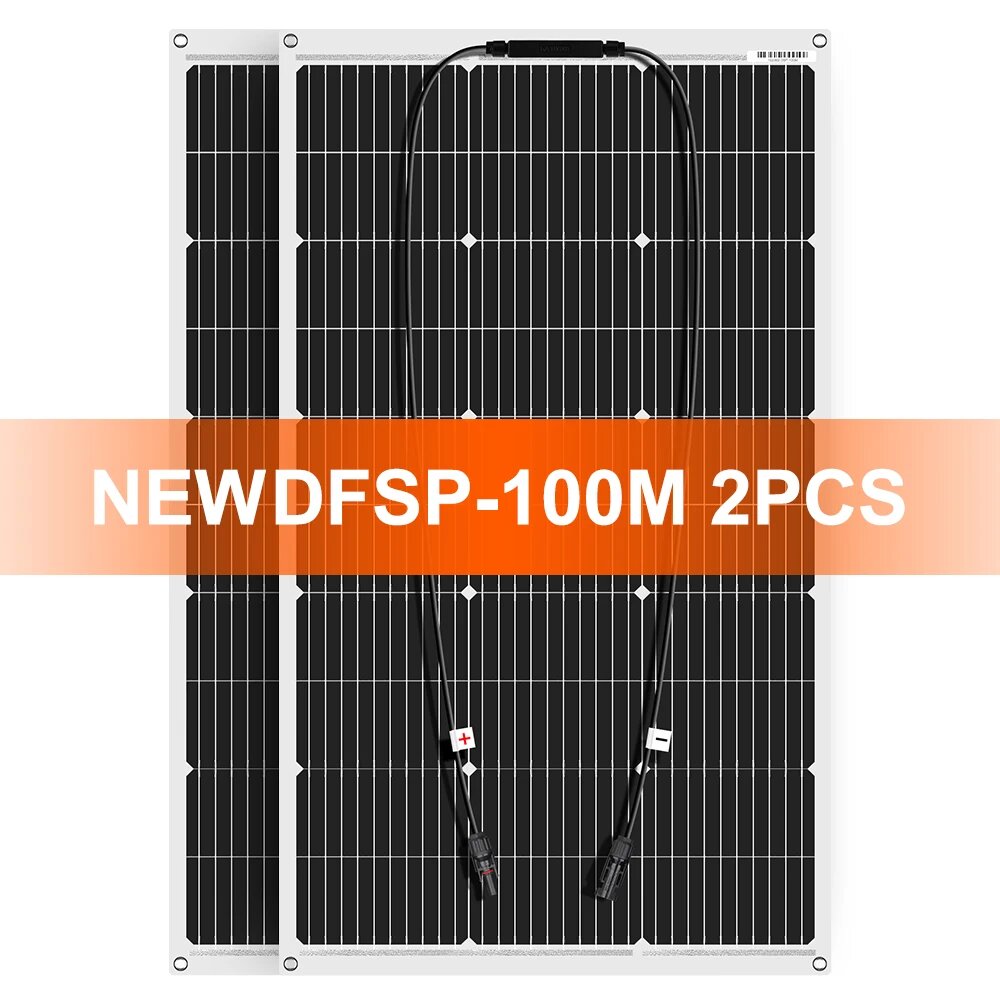 Солнечная панель монокристаллическая 100W 2 шт. NEWDFSP-100M, 200W