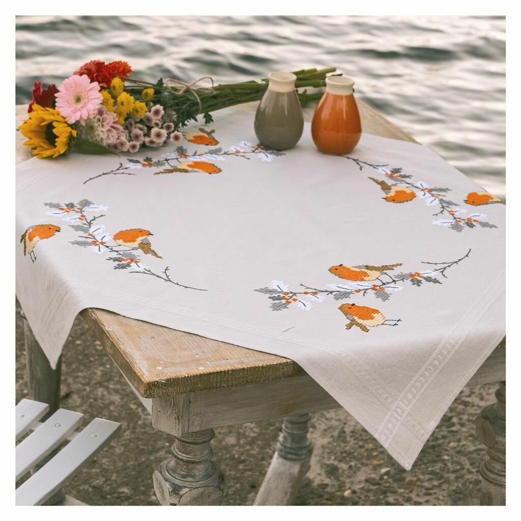 PN-0201676 Набор для вышивания крестом (скатерть) "Снегири", Vervaco