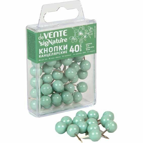 Кнопки силовые deVENTE 9 мм, 40 шт, оливковый, с серебристой иглой, форма-шар, пластиковая коробка (4132513)