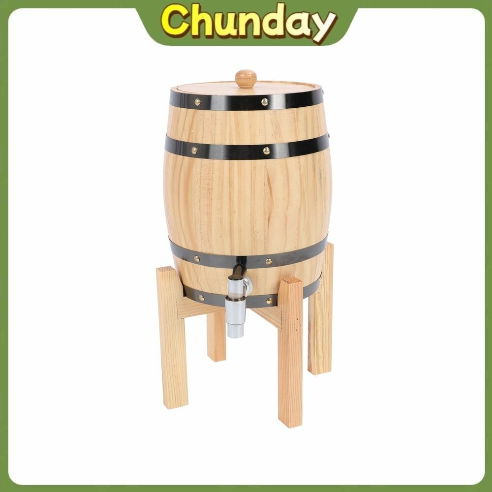 Дубовая бочка 3Л с краном и подставкой, для хранения вина, пива и виски.